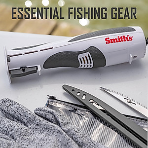Smith's Lawaia Electric Fillet Knife 51233-2 Removable 8” Serrated Stainless Steel Blades w/Sheath - Fillet Glove & Mesh Storage Bag - Fishing, Outdoor, Hunting Electric Knife - 6 ft Power Cord, White