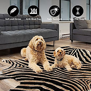 Natural Brazilian Cowhide Area Rugs for Living Room and Bedroom | Handmade 100% Cow Rug with Low Pile | Shed-Resistant Home and Office Rug, African Zebra, 6 ft x 7 ft