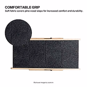 MEWANG Wooden Dog Stairs/Steps - Foldable 4 Levels Pet Stairs & Ramp Perfect for Beds and Cars - Portable Dog/Cat Ladder Up to 110 Pounds