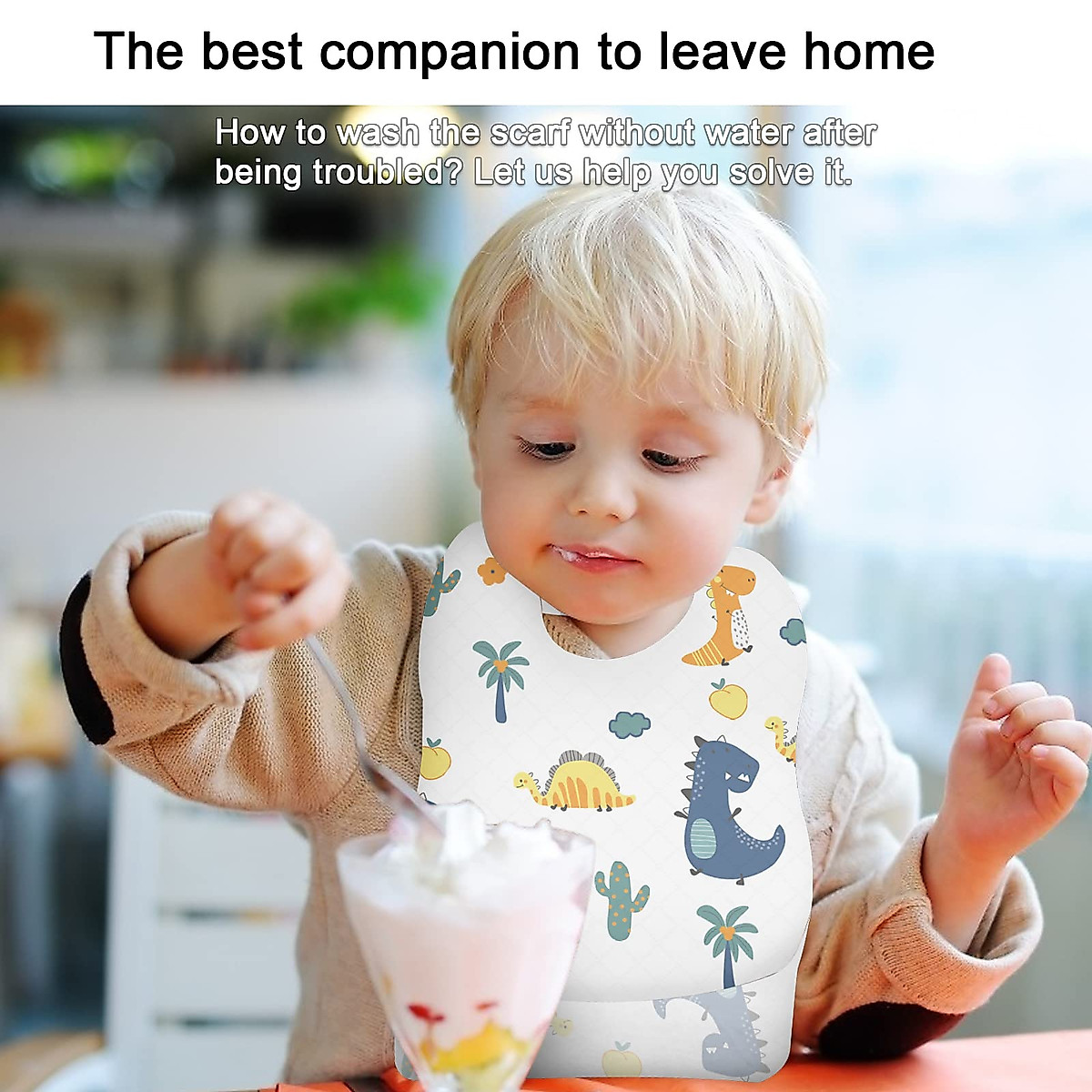 AutoTime Disposable Baby Bibs 8x13.7'' Large with Crumb-Catcher, Baby Travel Essential Reusable Fastener Baby Bibs for Boys Girls 20 Count Non-Woven Bibs for Toddler