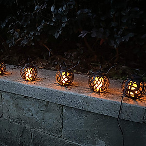 Uonlytech Creative Lantern Shape String Light String Flame Garden Lights Plastic LED String Lights
