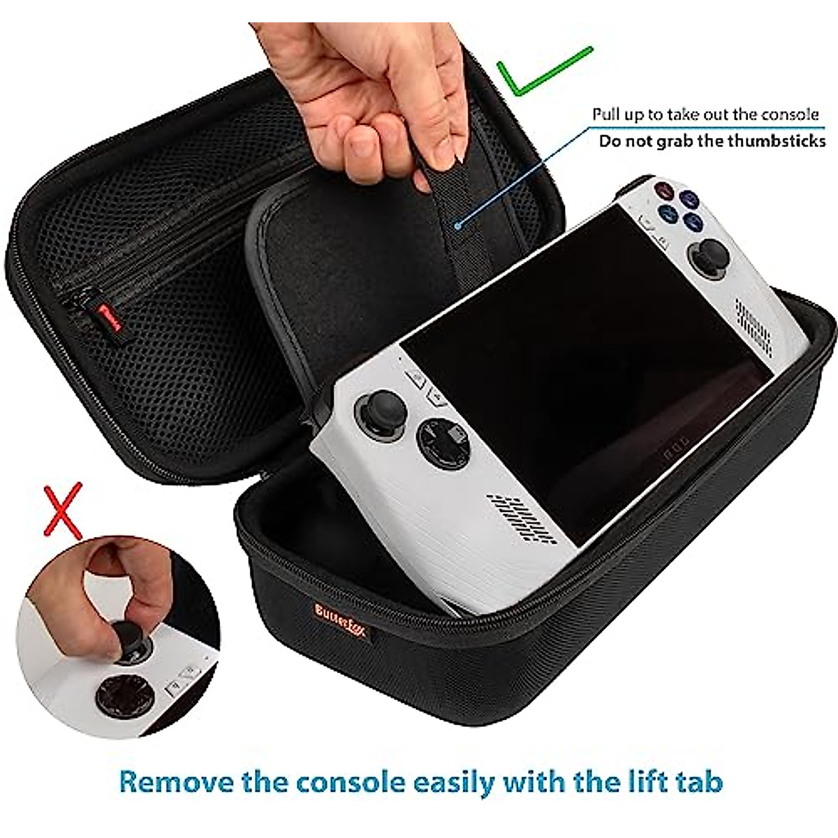 ButterFox Large Carrying Case Bag for ASUS Rog Ally Handheld 2023, Fits Charger and ASUS Charging Dock, Large Pocket for 65W Battery Pack, Slim Mouse and HDMI Cable