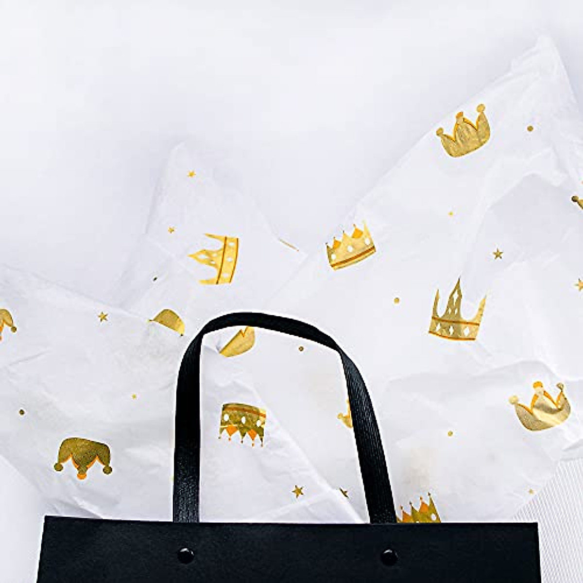 MR FIVE 30 Sheets White and Metallic Gold Tissue Paper Bulk,20" x 28",Gold Tissue Paper for Gift Bags,DIY and Crafts,Gift Wrapping Paper for Weeding,Graduation,Birthday