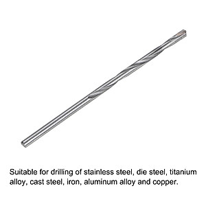 uxcell 4mm Cutting Dia Cemented Carbide Twist Extra Long Drill Bit with Round Straight Shank for Hardened Steel Stainless Steel, 100mm Length