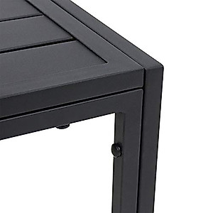 ABBLE Outdoor Coffee Table Steel Slat Black Coffee Table Indoor Outdoor Rectangle Patio Coffee Table for Living Room Café Courtyard Poolside Backyard (Black)