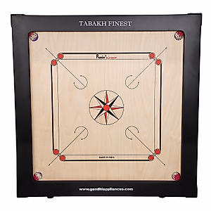 Precise Finest-20mm Carrom Board with Coins, Striker, and Powder by Tabakh
