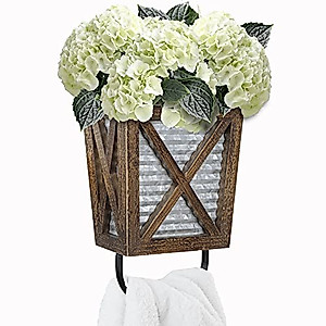 Autumn Alley Farmhouse Decor Rustic Hand Towel Holder - Farmhouse Towel For Bathroom Wall, For Kitchen Wall With Wooden Storage Add Charm to Your Rustic Bathroom Hand Towel Rack and Shelf Decor, Brown