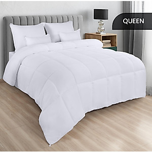 Utopia Bedding Down Alternative Comforter (Queen, White) - All Season Comforter - Plush Siliconized Fiberfill Duvet Insert - Box Stitched