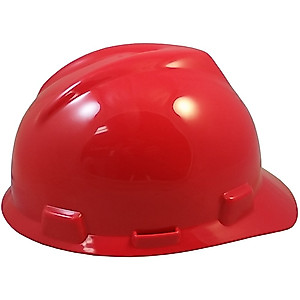 MSA V Cap Style Hard Hats w/FasTrac III Suspensions and Handy Tote Bag - Red