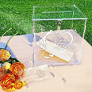 Jolik Acrylic Wedding Card Box with Lock Wedding Gift Card Box, Large Clear DIY Card Box Wedding Money Box for Wedding Birthday Baby Shower Anniversary