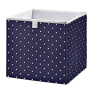 Kigai Blue White Dots Storage Baskets, 16x11x7 in Collapsible Fabric Storage Bins Organizer Rectangular Storage Box for Shelves, Closets, Laundry, Nursery, Home Decor