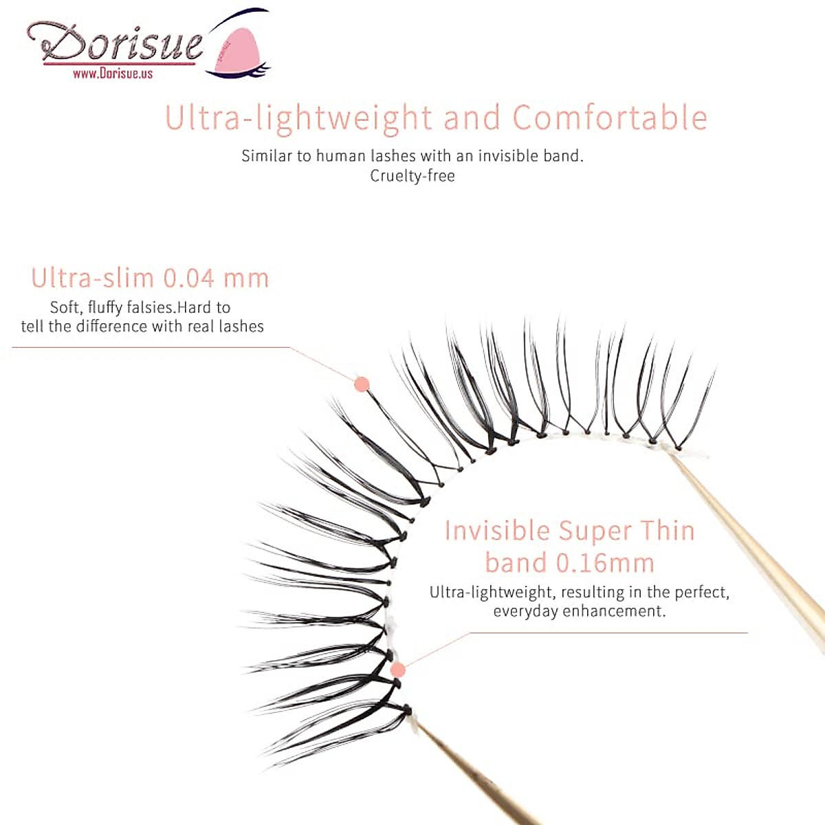 Dorisue Cat Eye False Lashes - Long Wispy Eyelashes for Dating Makeup, Outer Corner Dramatic Volume 5-12mm, 4 Pairs (E2)