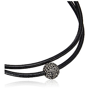 Lucky Brand Womens Leather Choker Necklace, Silver, One Size