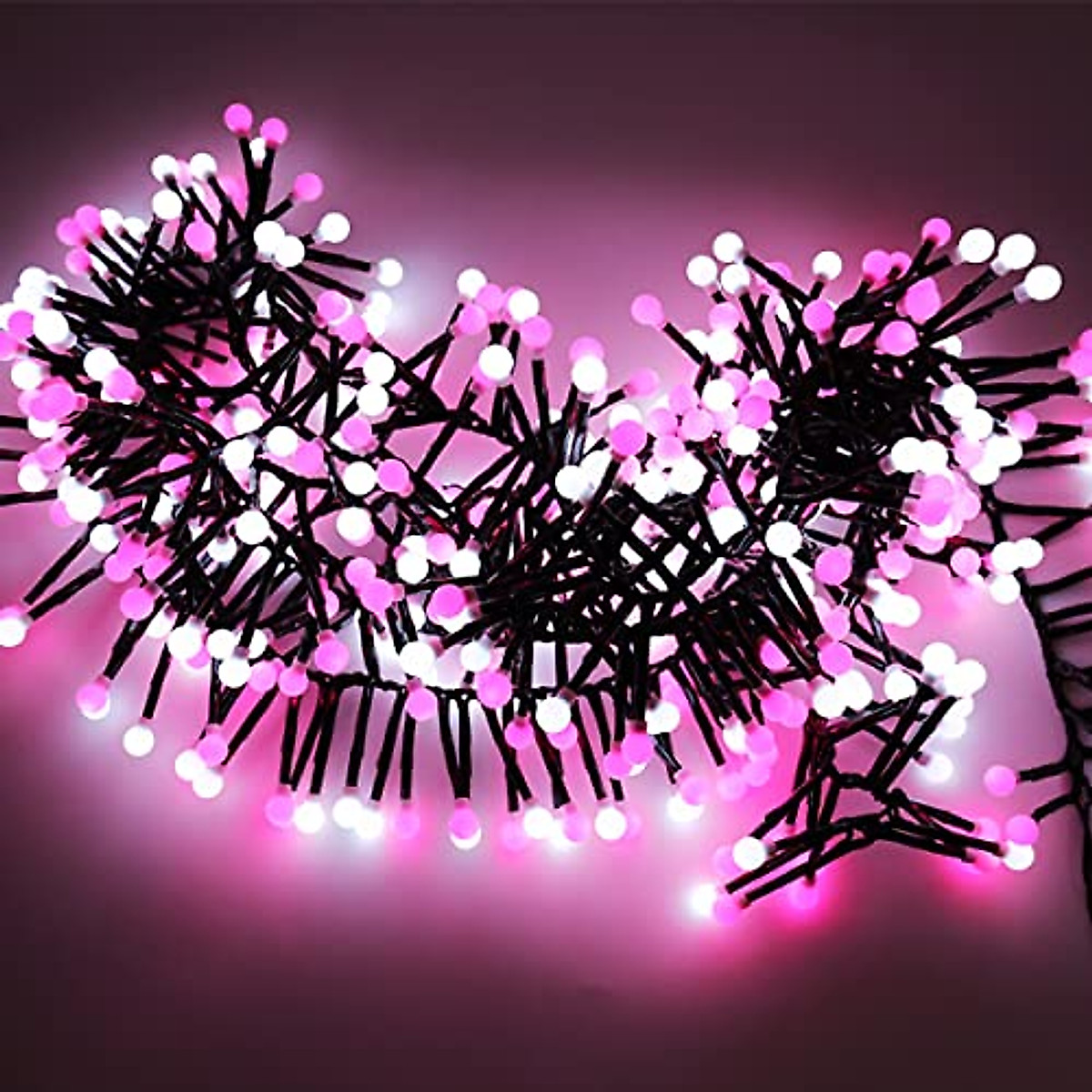 Valentines Day Globe String Lights, Valentines Decor Fairy Lights 8 Modes with Solar Plane&Plug in, 250 LEDs Lights Valentines Decoration Party Bedroom Home Indoor Outdoor(Pink White)