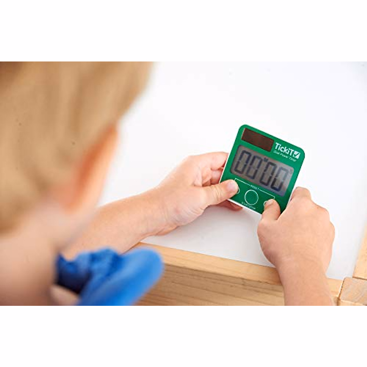 TickiT Dual Power Timers - Set of 5 - Red, Yellow, Green, Blue, White - Solar and Battery Powered Digital Timers - Includes Stand and Wall Mount Slot