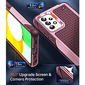 LeYi for Samsung A52 Case, A52 Samsung Phone Case with 2 Pack Screen Protectors, Dual Layer Protective Hard PC Back & Soft Bumper Resilient Shock Absorb Phone Case for Galaxy A52 5G, Red Pink