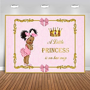 Mocsicka Mehofoto Royal Baby Shower Backdrop Little Princess Pink Bow Photography Background 7x5ft Vinyl Royal Pink Girl's Baby Shower Party Banner Backdrops
