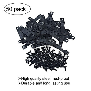 EesTeck 50 Pack Small Sawtooth Picture Hangers Steel Picture Hanging Picture Frames Hangers with Screws Picture Hang Solutions, for Hanging Clock Paintings Artwork Picture Frame Hook Photos (Black)