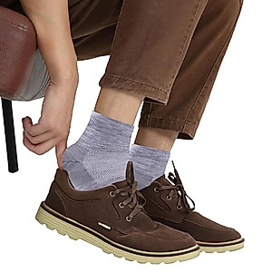 RZTT 90% Merino Wool Socks for Women, Running Ankle Socks for Men, Lightweight Breathable Low Cut No Show Athletic Socks with Arch Support,3 Pack,Medium,Light Grey