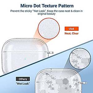 ULAK Compatible with AirPods 3 Case, Clear Glitter Shockproof Transparent Designed Soft TPU Protective Cover with Keychain for AirPods 3rd Generation 2021 [Front Led Visible], Glitter