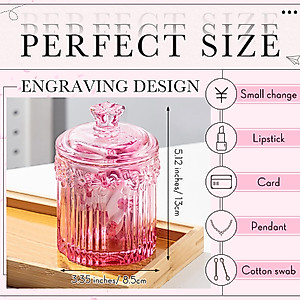 Hushee 4 Pcs Glass Apothecary Jars with Lids, Bathroom Canisters Storage Container Jars Small Glass Jars for Kitchen Bathroom Storage, Cotton Swabs, Cotton Ball, Makeup Sponges