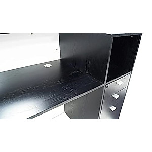 Clinton Modern Reception Desk in Black Oak with White Acrylic Front