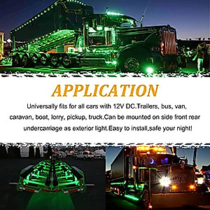PSEQT 3/4" Round LED Side Marker Clearance Lights Front Rear Top Marker Indicators Tail Light Waterproof for Trailer Truck Car Bus Van Pickup RV Wrangler ATV UTV (20Pcs Green LED Lights)