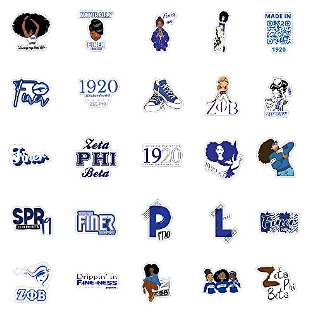 Zeta Phi Beta Sorority Paraphernalia Stickers 60pcs Fellowship Cociety Decals Aesthetic Waterproof Vinyl Pack Stickers for Water Bottle Laptop Cup Kids Adults Teens Girls Phone Skateboard DIY Party