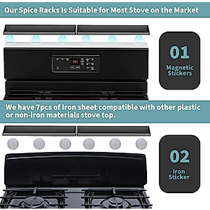 30" Stove Top Spice Rack,Silicone Top Heat Material Magnetic Stove Top Shelf Zero Installation Flexible Spice Organizer Containers Kitchen Shelf Gadgets with 2 Functional Prtitions for Kitchen Storage