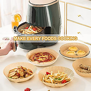 ZenTiky 100pc Air Fryer Disposable Paper Liner, Disposable Fryer Paper Pads, Non-Stick Air Fryer Liners with 100pc Disposable Gloves and Baking Brush for Baking Roasting Microwave Frying Pan, 6.3"