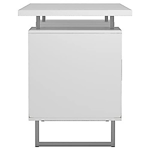 Coaster Furniture Lawtey Modern Contemporary 2 Drawer Home Office Writing Desk Storage File Cabinet Silver Metal Frame White High Gloss 803521