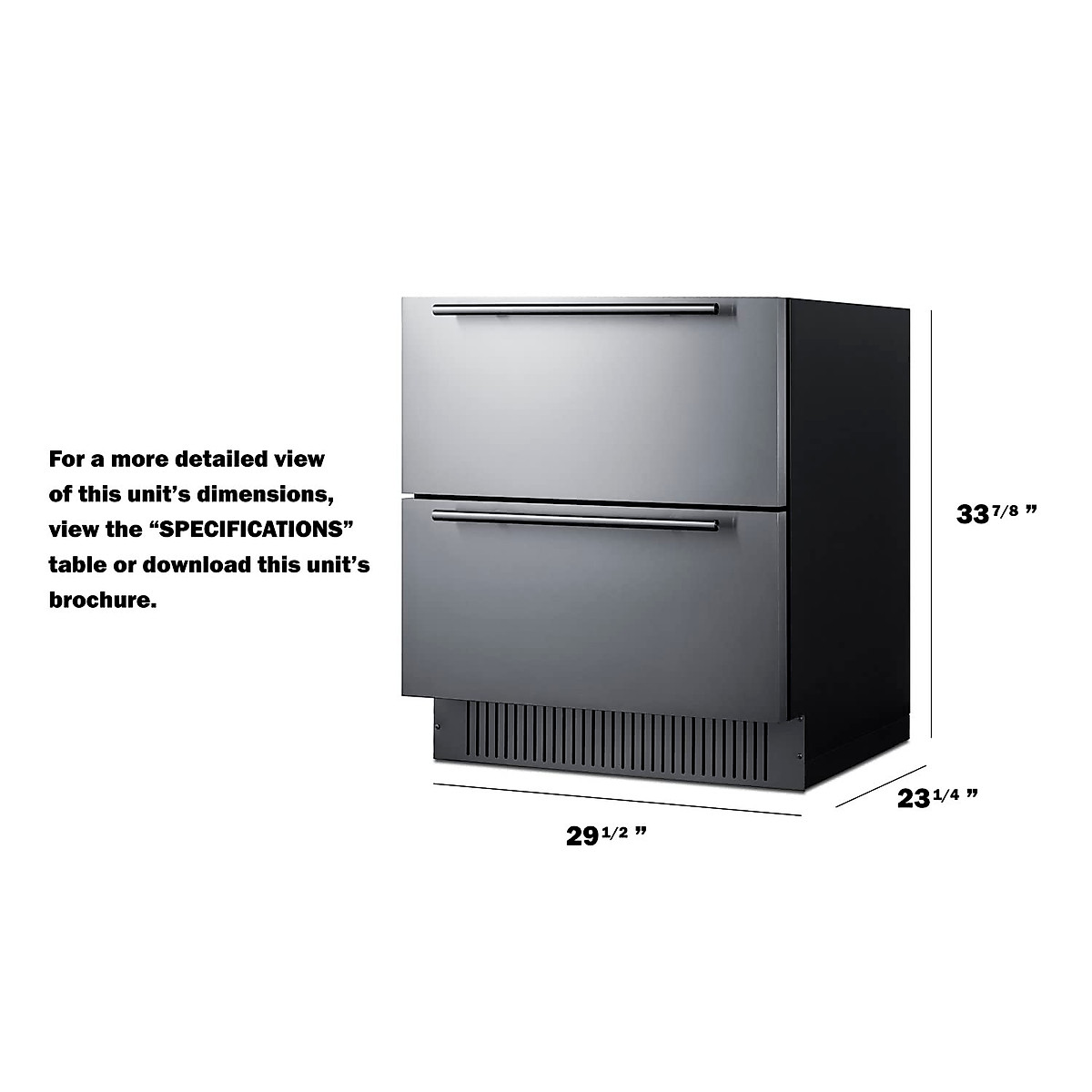 Summit Appliance SPR3032D 30" Wide 2-Drawer All-Refrigerator, Indoor/Outdoor compatible; 5.42 cu.ft Capacity; Stainless Steel Drawers; Frost-free Operation; Drawer Dividers