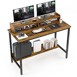 GZSHIYITECH 45" Home Office Desk with Monitor Stand, Can Place 2 Monitors, Can be Used as a Game Desk or Computer Desk ，Modern Design Corner Desk (Vintage)