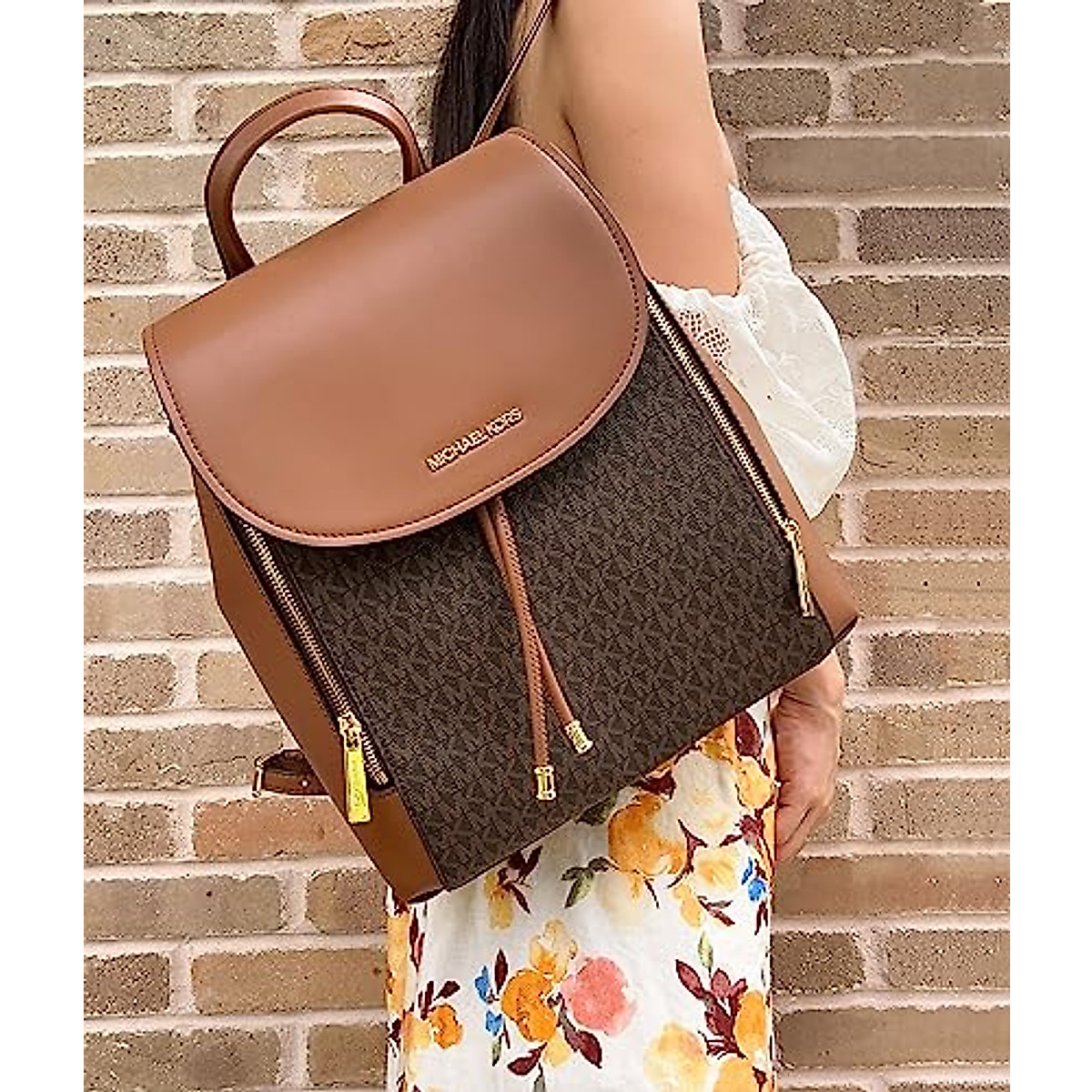 Michael Kors Women's Phoebe Medium Drawstring Backpack Adult Fashion Purse (Brown)