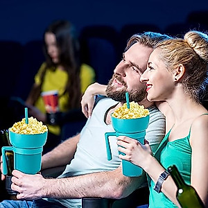 Stadium Tumbler With Snack Bowl, 2 In 1 Snack And Drink Cup, Unique Cup With Snack Bowl On Top, Cup Bowl Combo For Popcorn Candy Chips And Other Snack, Snack Tumbler For Movies And Stadium