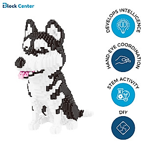 BLOCK CENTER Dachshund Dog 2024 Edition 3D Puzzle 2100 Pieces Building Blocks Set - Mini Block Gift Kit for Kids and Adults (Husky)