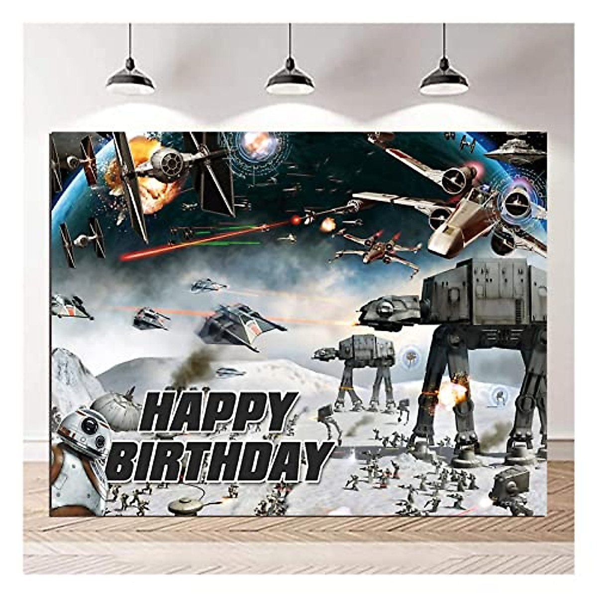 Outer Space Galaxy Wars Photography Backdrop Black Stars Science Fiction Photo Backgrounds Kids Boys Birthday Decorations Cake Table Banner 5x3ft