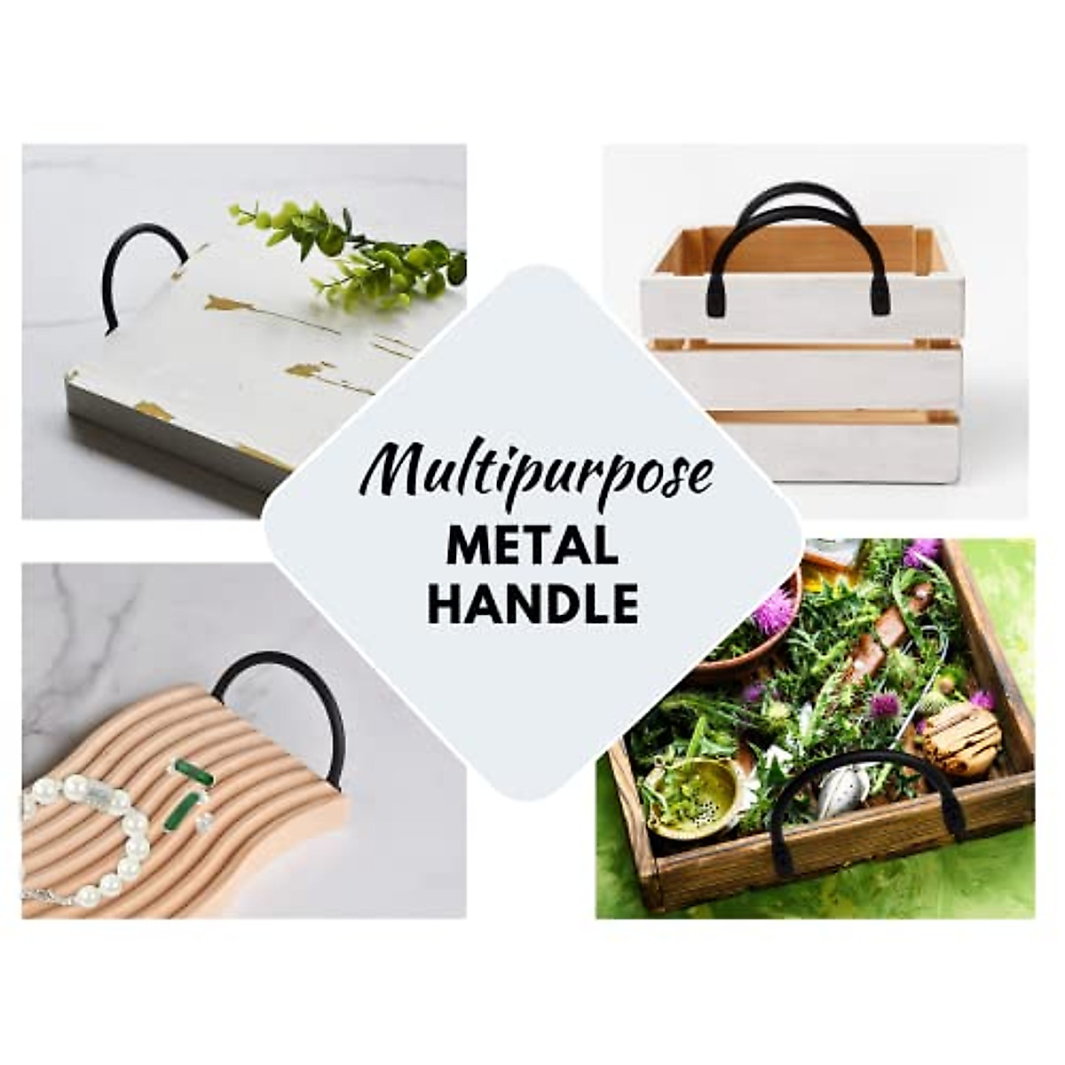 Livale Black Metal Tray Handles Pack of 6 - Metal Handles for Charcuterie Boards, Wooden Serving Trays, Farmhouse Wood Box, Cutting Board in Kitchen Organization