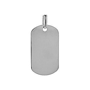 1 1/2 inch Medium Size Sterling Silver Plain Dog Tag Pendant for Women and Men Polished Finish Nickel Free Italy NO Chain
