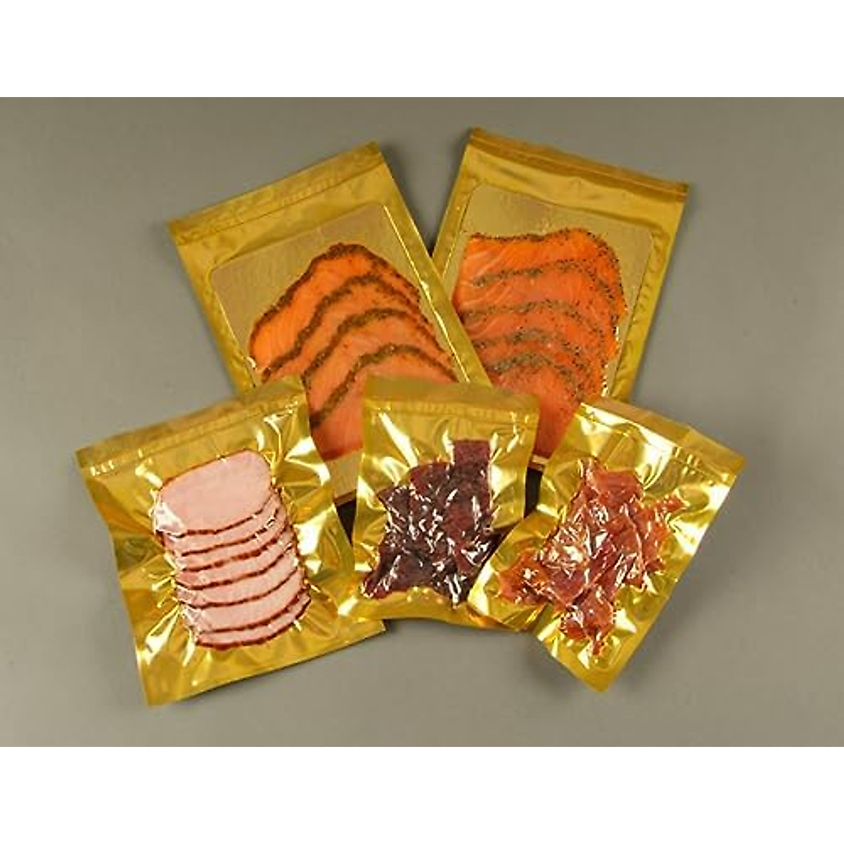 UltraSource - Vacuum Chamber Pouches, Durable 4-Mil Thickness, Improved Puncture Resistance, Pre-Cut Bags with notch, Clear and Metalized Film (6" x 8.5" (Pack of 2000), Gold/Clear)