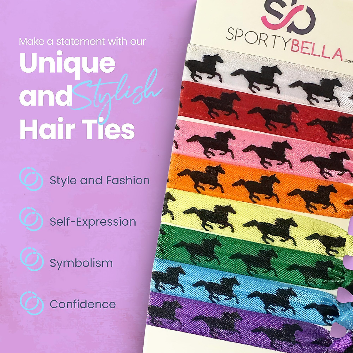 Multi Colored Horse Hair Accessories, Cowgirl Elastics Set, No Crease Hair Ties, Gift for Equestrian