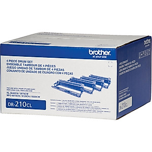Brother DR-210CL Four Drums - 1 Black, 1 Cyan, 1 Magenta, 1 Yellow - Retail Packaging - DR210CL