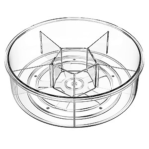 Lazy Susan Organizer, Clear Acrylic Large Lazy Susan Turntable Organizer with Dividers, Spinning Spice Lazy Susan Organizer Pantry for Cabinet/Bathroom/Countertop/Refrigerator/Kitchen