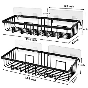 Alsonerbay Shower Organizer Bathroom Caddy for Shower, No Drilling Shower Shelf Baskets for Storage, Rustproof Metal Shower Rack, 2 pack, Matte Black