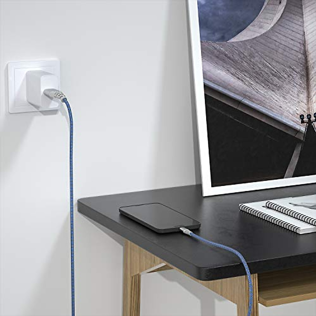 Fasgear PS4 Micro USB Cable 16ft, 2 Pack USB to Micro USB 2.0 Cord 2.4A Fast Charging Data Sync Compatible for Playstation 4,Xbox One Controller,Galaxy S7/S6,Camera,Baby Monitor (Black,Blue)