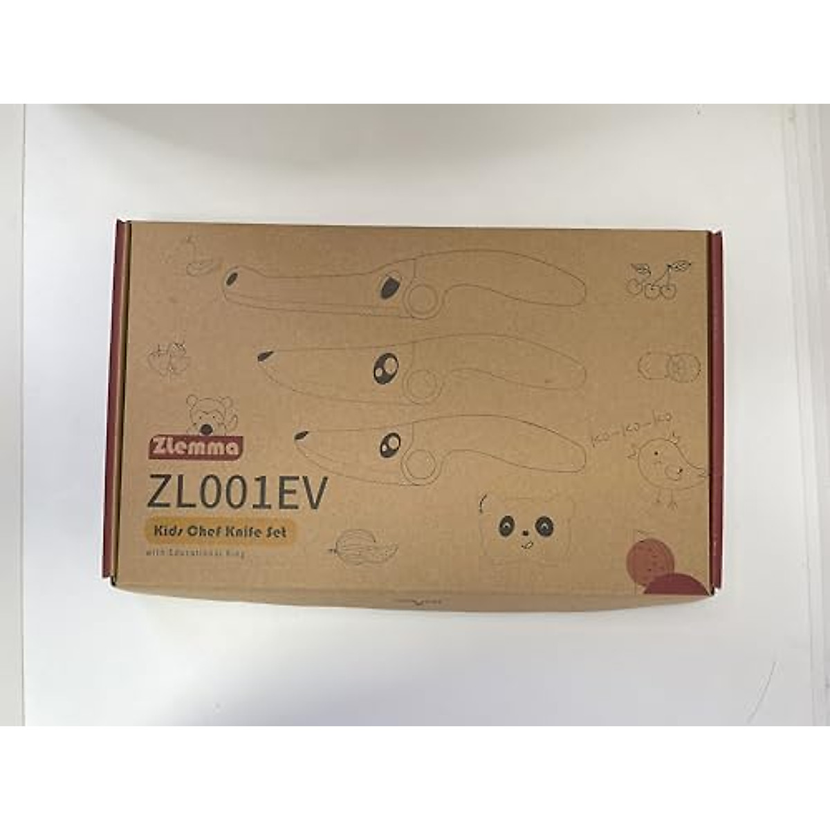 ZLemma Kids Knife Set for Real Cooking with Educational Ring & Panda Finger Guard for Boys & Girls Cutting, Kids Chef Knife Stainless Steel Blade for Kitchen Cutting-Cool-toned