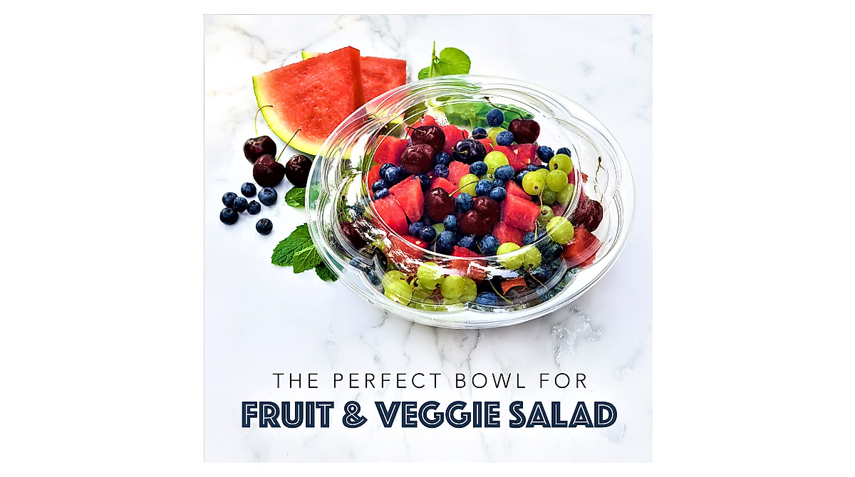 Green Direct 64 oz. Salad Containers with Lids - Pack of 10