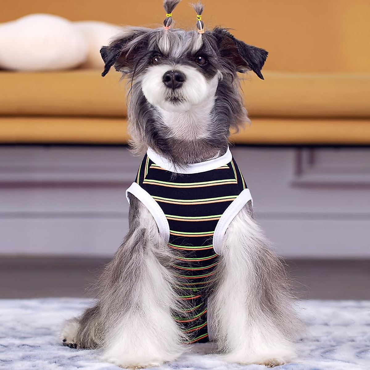 Dog Surgical Recovery Suit, Spay Recovery Suit for Dogs Cats, Post Surgery Dog Onesie for Male Female, Soft Comfortable & Breathable (Black Stripe-S)