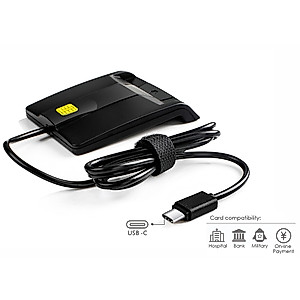 Type C Smart Card Reader Saicoo DOD Military USB-C Common Access CAC Card Reader, Compatible with Mac OS, Win (Don't Support VA PIV Card)