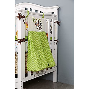 CribMATE 1 PC Diaper Organizer, Cute Cartoon Baby Diaper Hanging Bag, Gift Idea (Green Monkey)